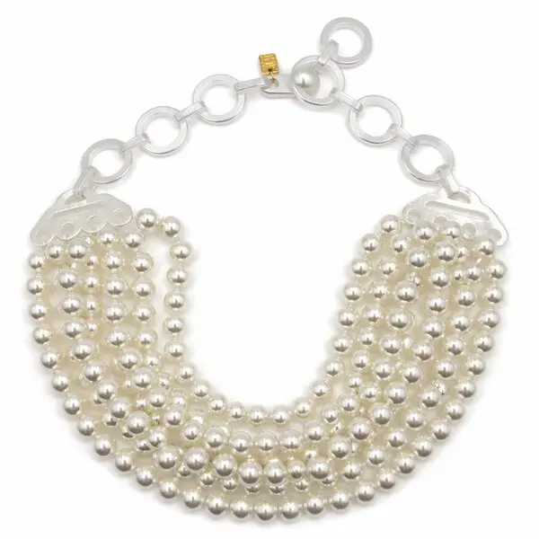 MICHAEL NASH JEWELRY Juliette Multi Strand Pearl Resin Necklace - White
