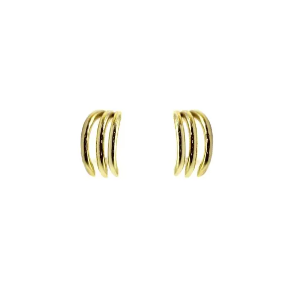 VICSTONENYC FINE JEWELRY Three-layer Line Huggie Vermeil Earrings - Gold
