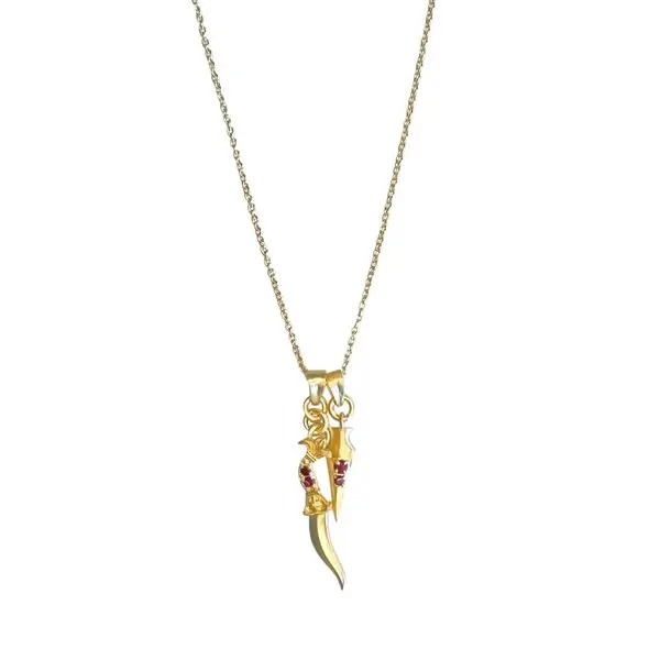 RIZE Red / Gold Ruby Dagger & Arrow Amulet Necklace Gold Plated - Red/gold