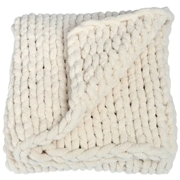 STARFISH PROJECT Woven Together Blanket In Creamy Beige - White