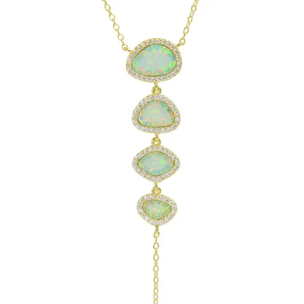 KAMARIA Quad Pebble Opal Lariat Necklace Light - Green