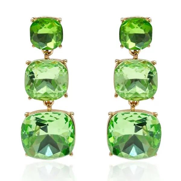 MICHAEL NASH JEWELRY Mackenzie Triple Cushion Shape Peridot Drop Earrings - Green