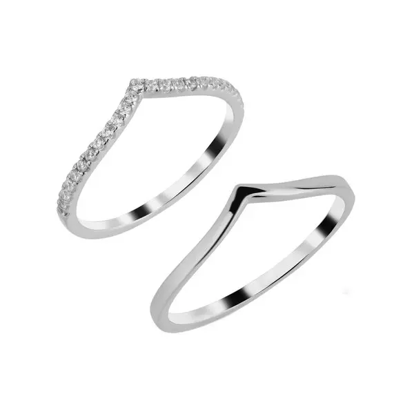 SPERO LONDON Sterling Wishbone Stacker V Ring Set - Silver