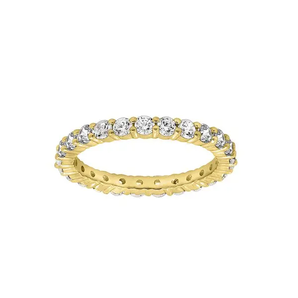 DIAMONBLISS Round Cut Eternity Ring With Swarovski, One And Half Carat, Gold Plated - Yellow