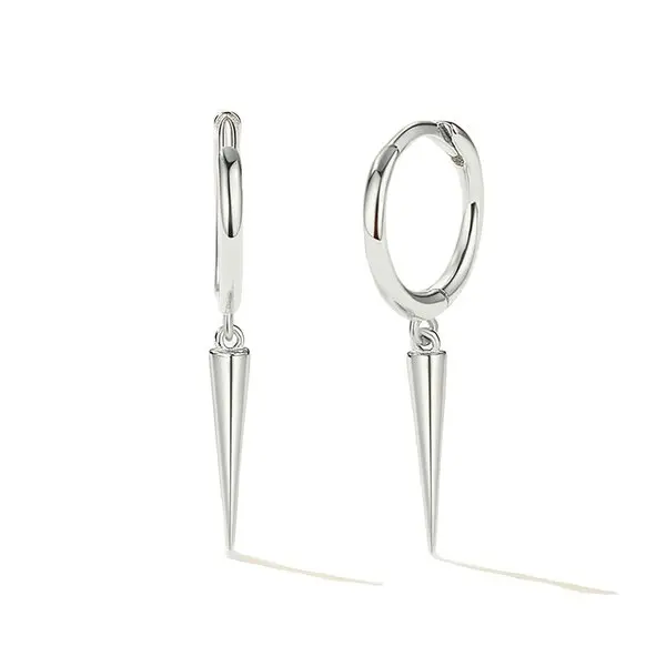 HARFI Dainty Spike Huggie Small Hoop Sterling Earrings - Silver