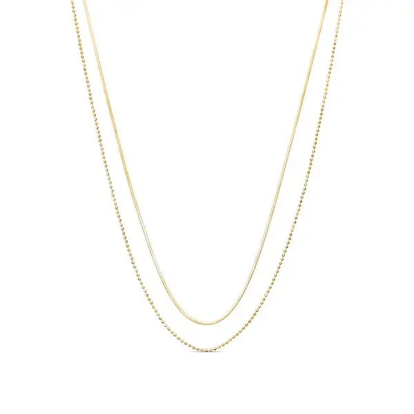 ESTERAH Duo Texture Necklace - Gold