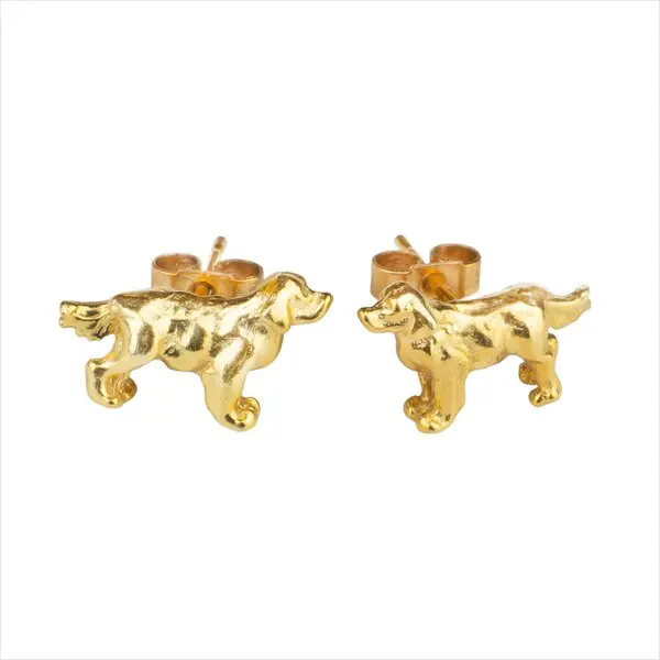SIMON KEMP JEWELLERS En Retriever Stud Earrings Eighteen Carat On Sterling Silver - Gold