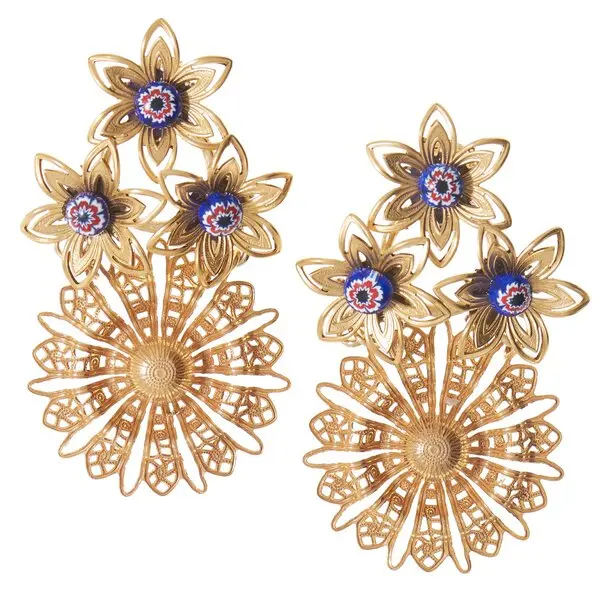 CASTLECLIFF Gold / Blue Luna Earring - Gold/blue