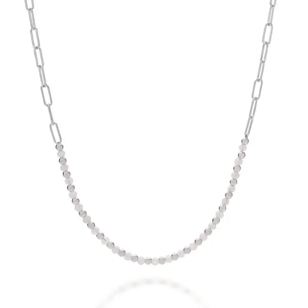 NELLOU JEWELLERY Rainbow Moonstone Gem Shine Necklace Sterling Silver - White
