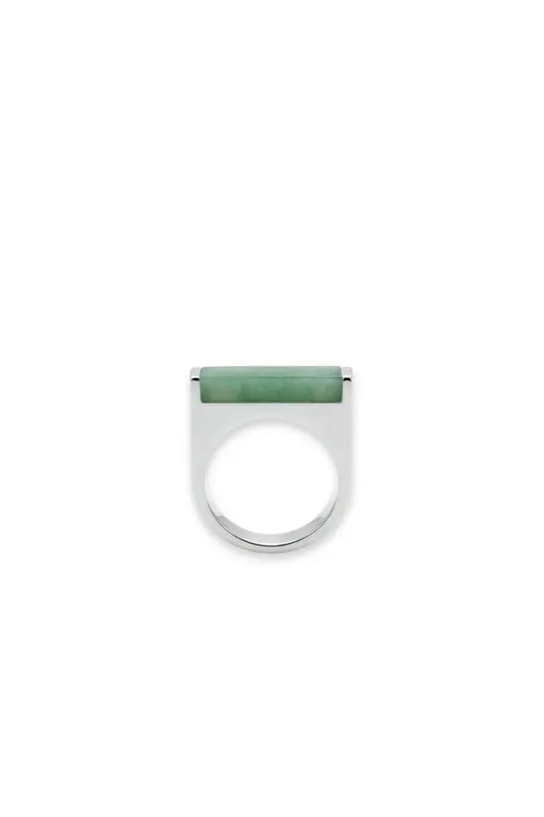 SEREE Year Of The Horse Jade Stone Saddle Ring - Green