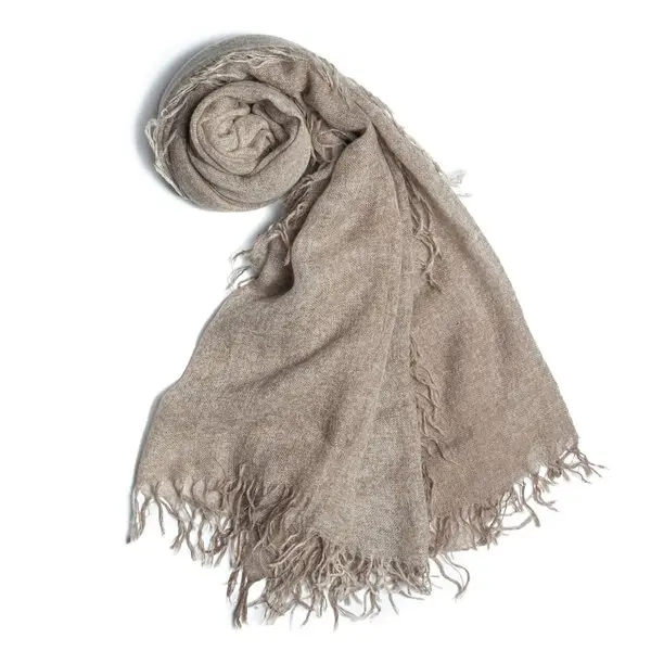 BEL CASHMERE Cashmere Foulard With Fringes Organic - Brown