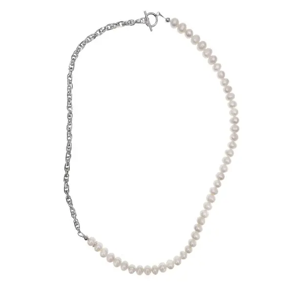 FARRA Freshwater Pearls With Chain Versatile Necklace - White