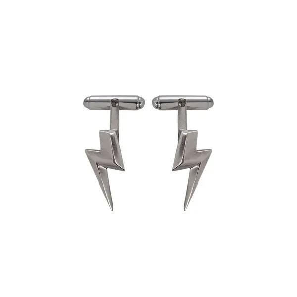 EDGE ONLY 3d Flat Top Lightning Bolt Cufflinks Sterling - Silver