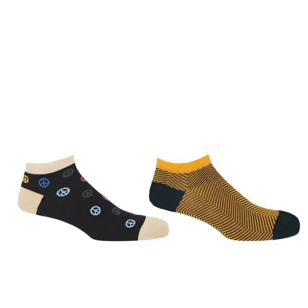 PEPER HAROW - MADE IN ENGLAND Black / Yellow Peace Black & Lux Taylor Yellow Trainer Socks Bundle - Black/yellow