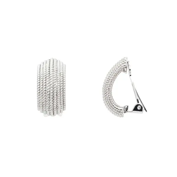 EMMA HOLLAND JEWELLERY Platinum Textured Clip Earrings - Silver