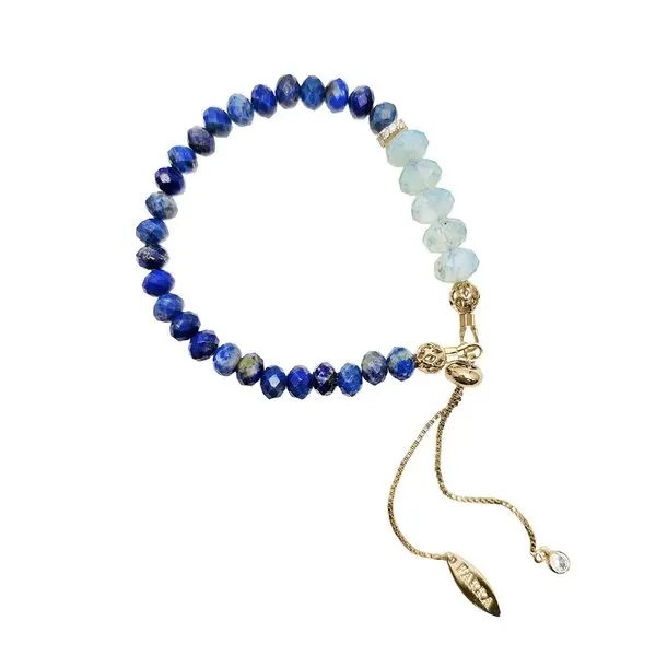 FARRA Natural Lapis With Opal Adjustable Bracelet - Blue