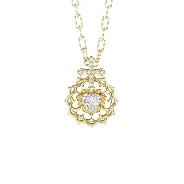 VANIMY The Sacred Heart Pendant Necklace - Gold