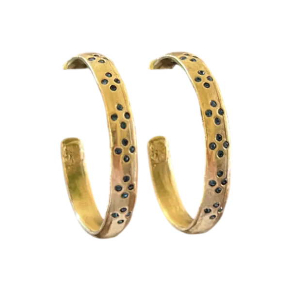 SCCOLLECTION Gold / Blue June Blue Rhinestone Hoops - Gold/blue