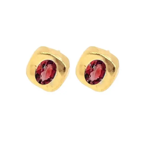 AMY DELSON JEWELRY Red / Gold Stella Red Garnet Gold Vermeil Stud Earrings - Red/gold