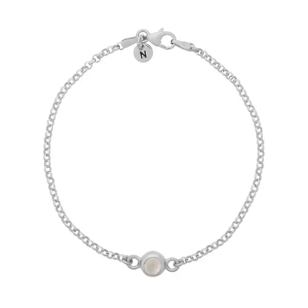 NELLOU JEWELLERY Moonstone Birthstone Gem Dot Bracelet Sterling Silver June - White
