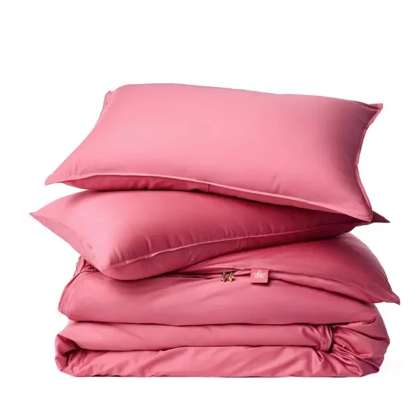 CANADIAN DOWN & FEATHER COMPANY Duvet Cover Set With Three Sided Zipper, Twin / Single Hollyhock - Pink