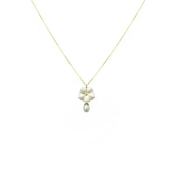 ALEGORIA JEWELLERY White / Gold Bavella Mini Drop Pearl Necklace White - White/gold