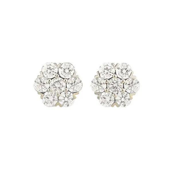 JUVETTI  White / Silver Cinq Diamond Flower Earrings In White Gold - White/silver