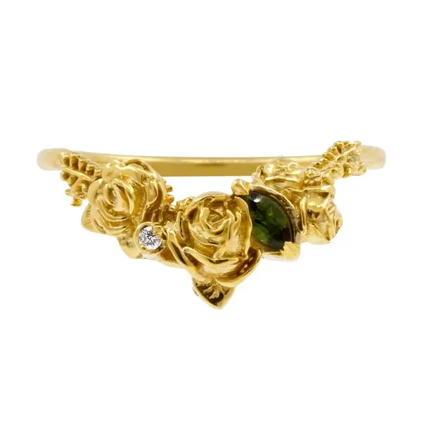 LEE RENEE Rose Ring Diamond & Tourmaline - Gold
