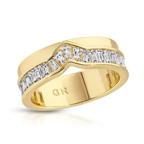 GLAMROCKS JEWELRY Peak Baguette Band Ring- Clear - Gold