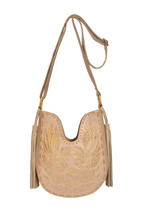 JODI LEE Neutrals Mini Owl Rose Bag Cream Gold - White/yellow