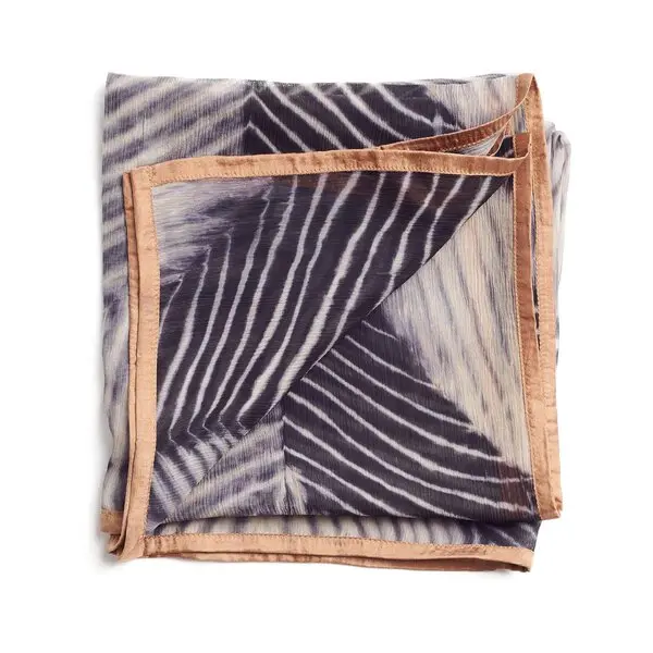 STUDIO VARIOUSLY Blue / Black Chiffon Square Scarf Samu Black Hand Crafted Shibori Print Silk Black - Blue/black