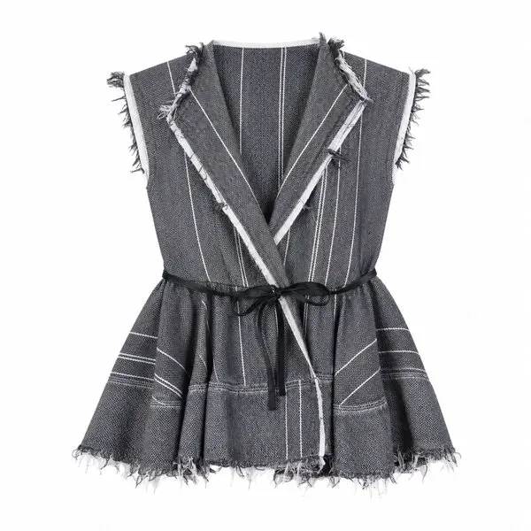 Miro Misljen Sleeveless Asymmetrical Jacket With Peplum