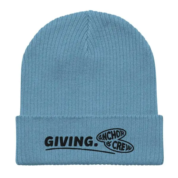 ANCHOR & CREW Light Giving Gen. Organic Cotton Embroidered Beanie - Blue