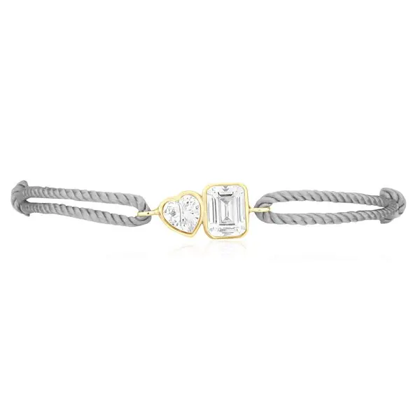 SHYMI Cord Bracelet With Heart And Emerald Cut Zirconia - Silver/gold