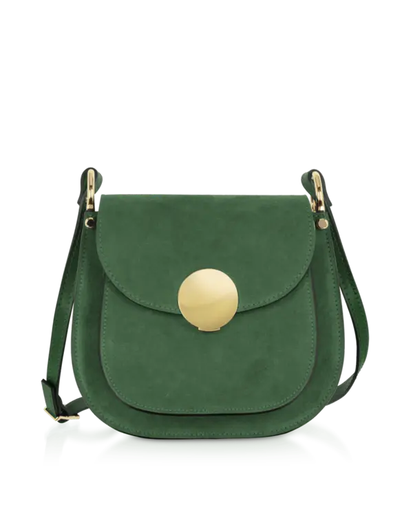 LE PARMENTIER Agave Suede & Smooth Leather Shoulder Bag - Green