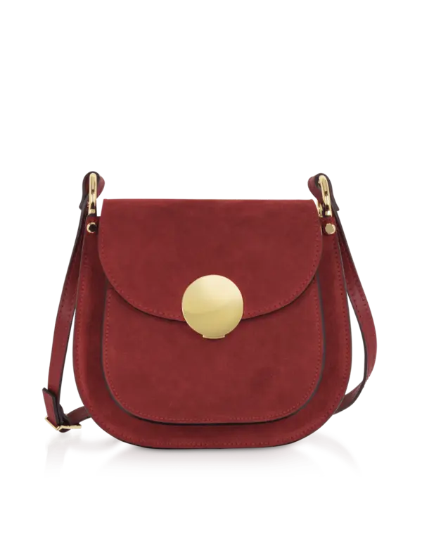 LE PARMENTIER Agave Suede & Smooth Leather Shoulder Bag - Red