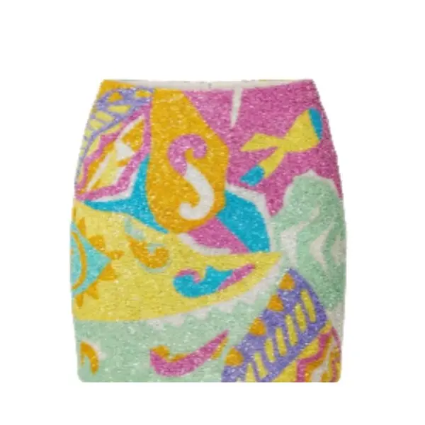 OCEANUS SWIMWEAR Azure Beaded Mini Skirt - Blue