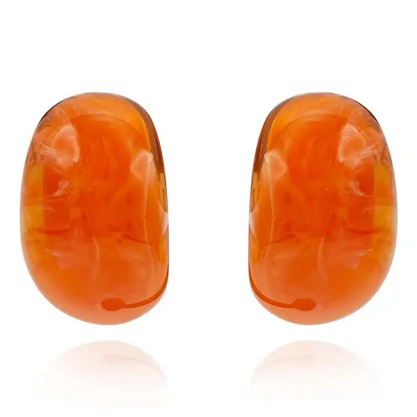 MICHAEL NASH JEWELRY Merrie Marbled Resin Semi Hoop Clip On Earrings - Orange