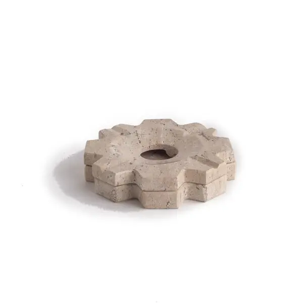 And Jacob Neutrals Ashtray Nut Travertine Marble - Brown