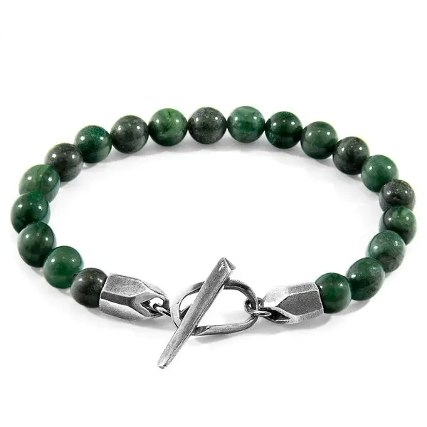 ANCHOR & CREW Jade Tinago Silver & Stone Beaded Bracelet - Green