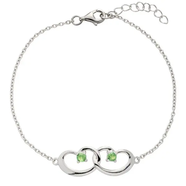 BELINDA JEWELZ Silver / Green Peridot Interlocked Hearts Bracelet - Silver/green