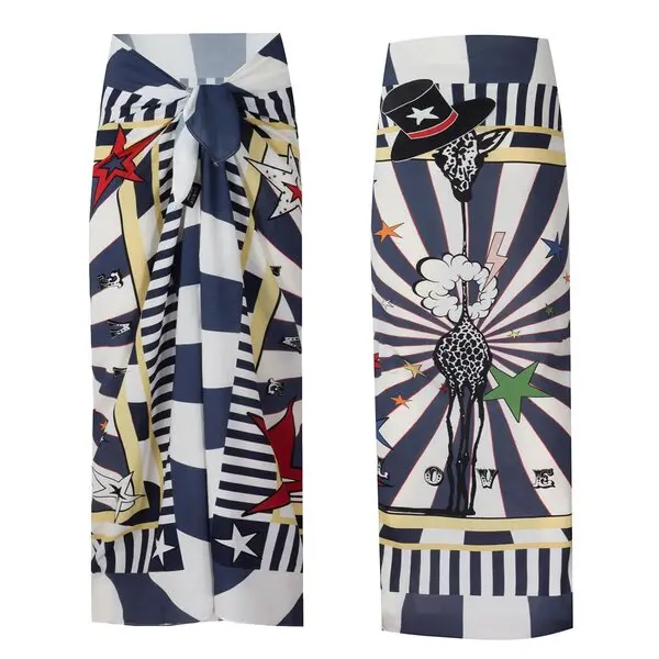 Loveist Store Capello Artistic Print Sarong Pareo - Blue