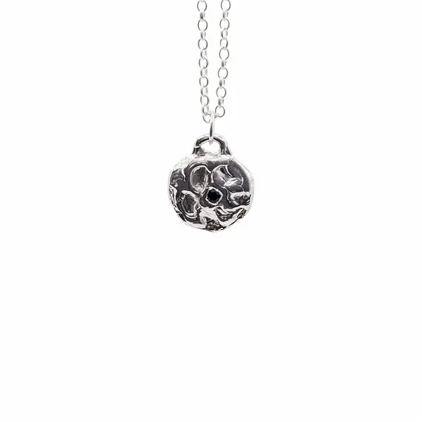 MOCA JEWELLERY Black / Silver Moon Gem Pendant Sterling Sliver Black Gemstone - Black/silver