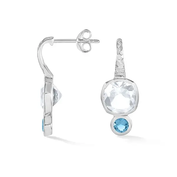 DOWER & HALL White Topaz Hammered Hoop Earrings Sterling - Silver