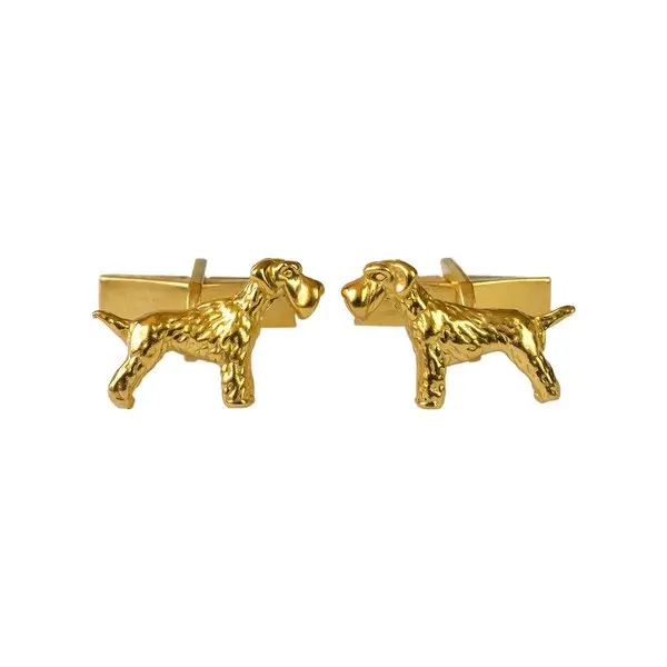 SIMON KEMP JEWELLERS Schnauzer Cufflinks Eighteen Carat On Sterling Silver - Gold