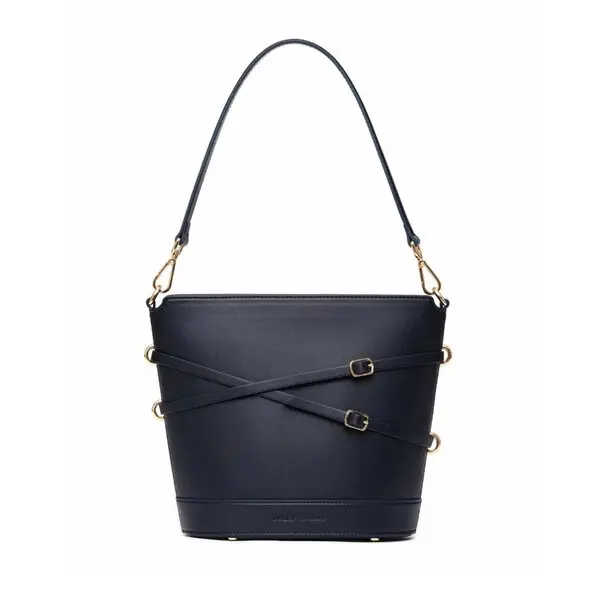 OWLISH STUDIO Glacier Vegan Leather Bucket Bag Deep Navy - Blue