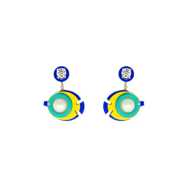 GISSA BICALHO Handmade Acrylic Earring Tang Fish - Blue