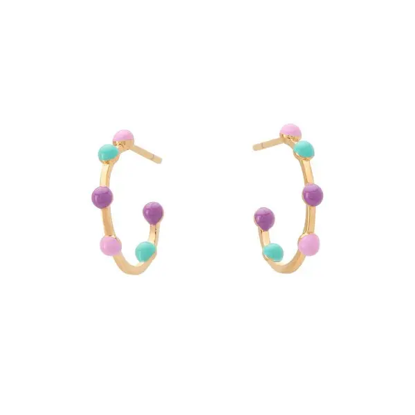 DOLCETTO DESIGNS Bolla Hoop Earrings Gold Vermeil And Enamel - Yellow