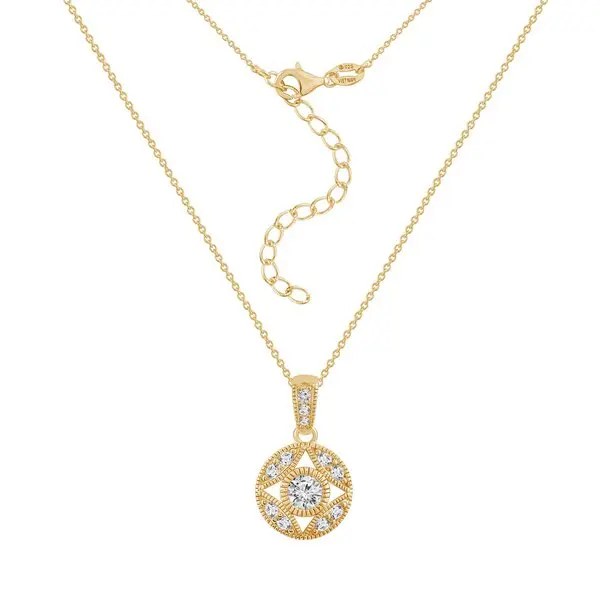 DIAMONBLISS Marilyn Monroe Vintage Round Pendant Necklace, Yellow - Gold