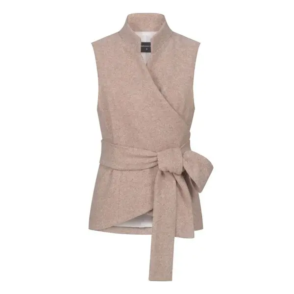 MARIANNA DÉRI White / Brown Beige Wrap Vest - White/brown